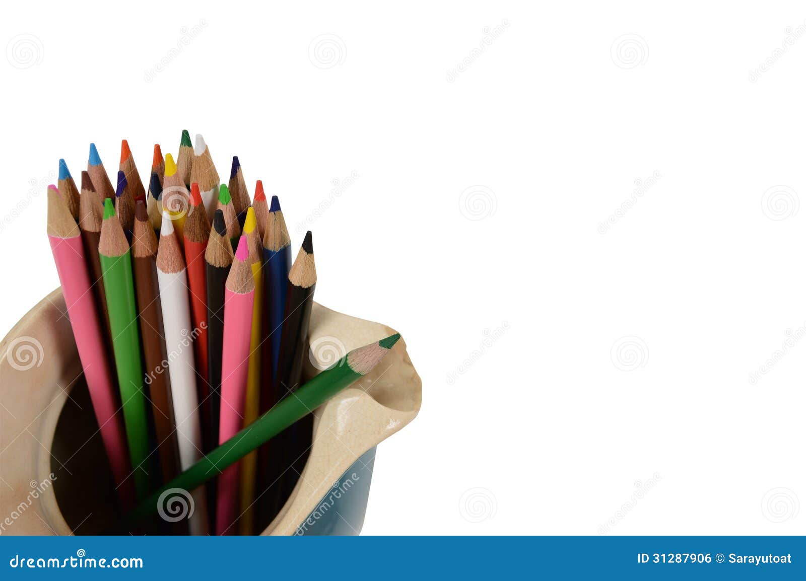 Color pencils in Pitcher stock photo. Image of blue, drawing - 31287906