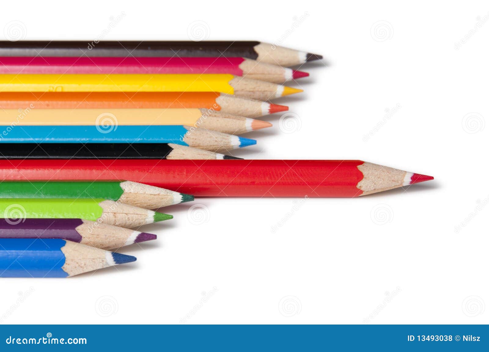 Color Pencils - Red One Ahead Stock Photo - Image of crayon, brown ...