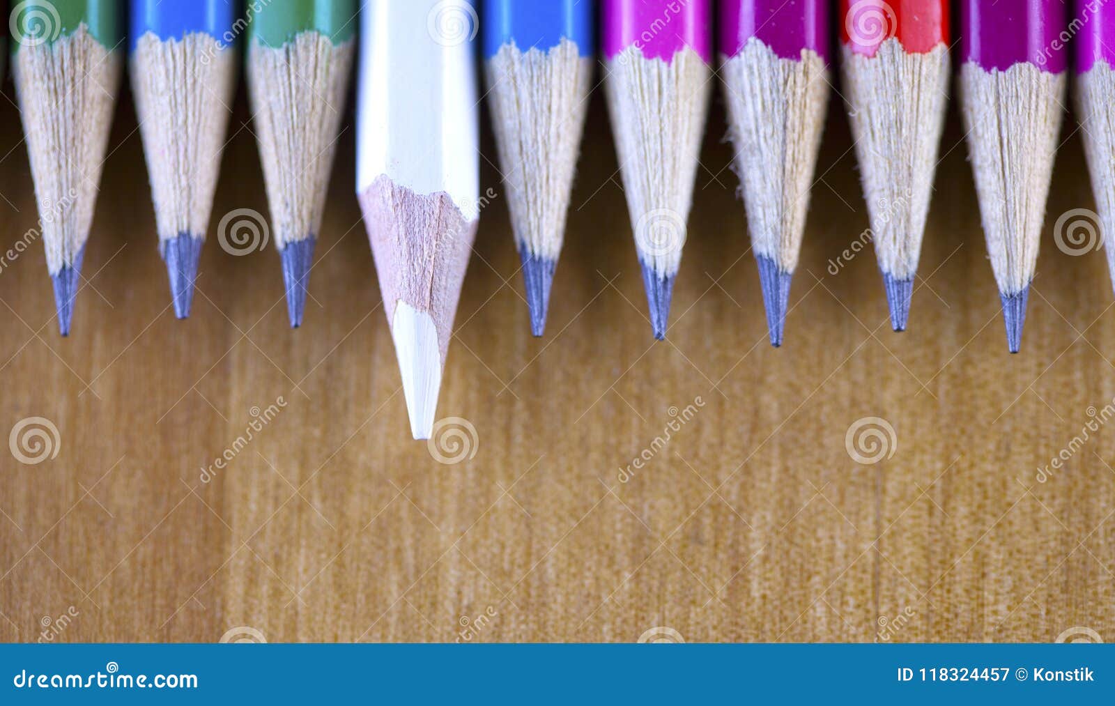 Color Pencils in a Row, One Pencil Put Forward Stock Image - Image of ...