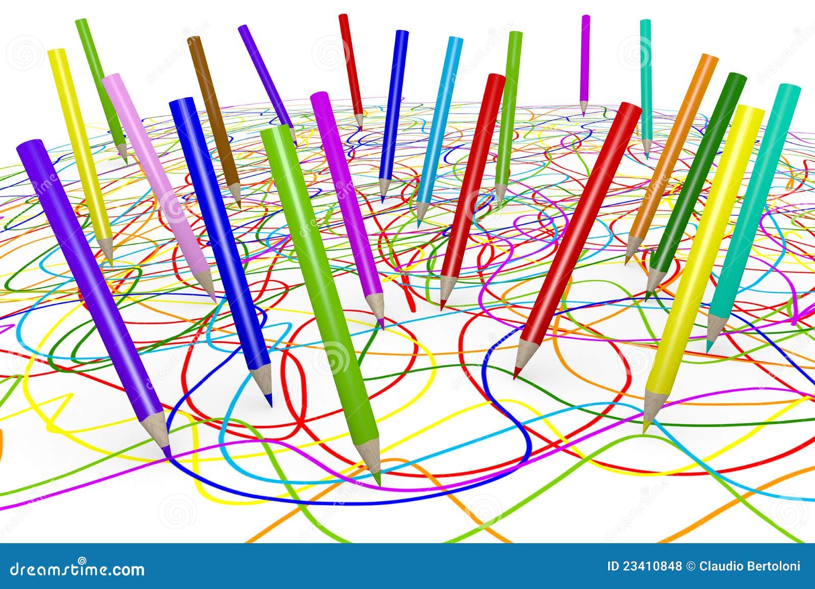 Color pencils and scribble stock illustration. Illustration of rainbow ...