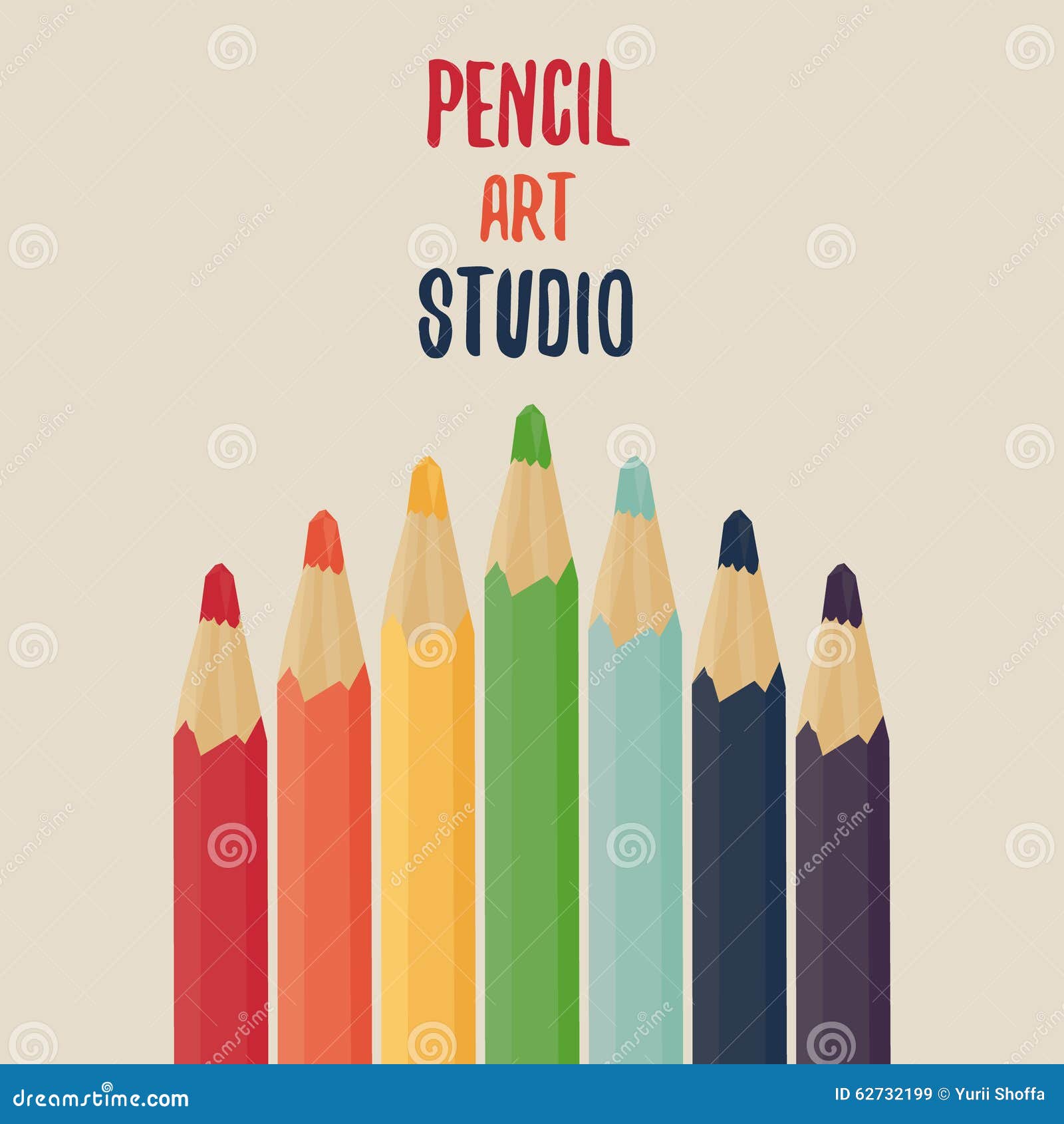 Color Pencils Set. Pencil Art Studio Stock Illustration - Illustration ...