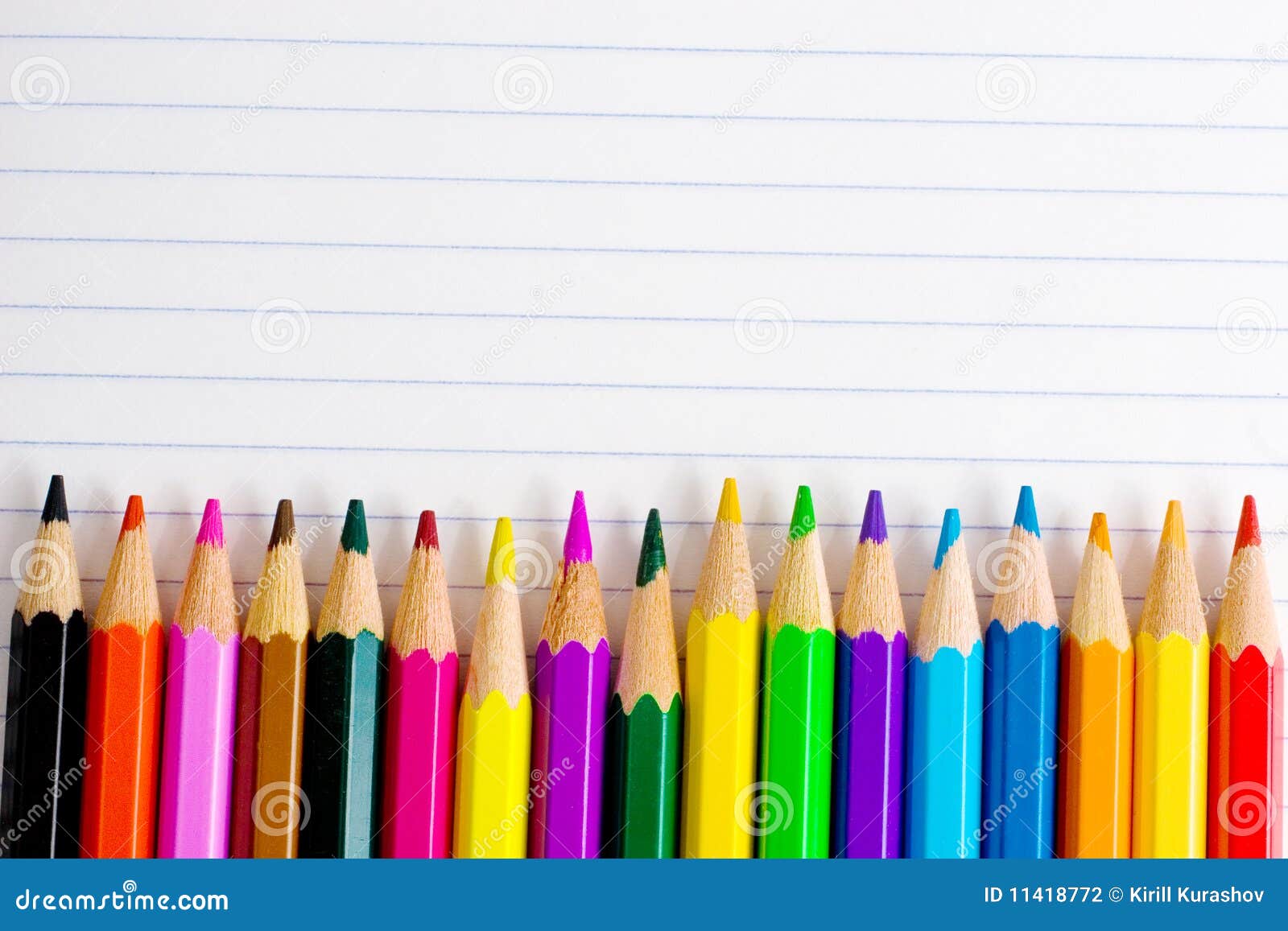 Color Pencils on a Sheet of Paper Stock Photo - Image of lined, memo ...