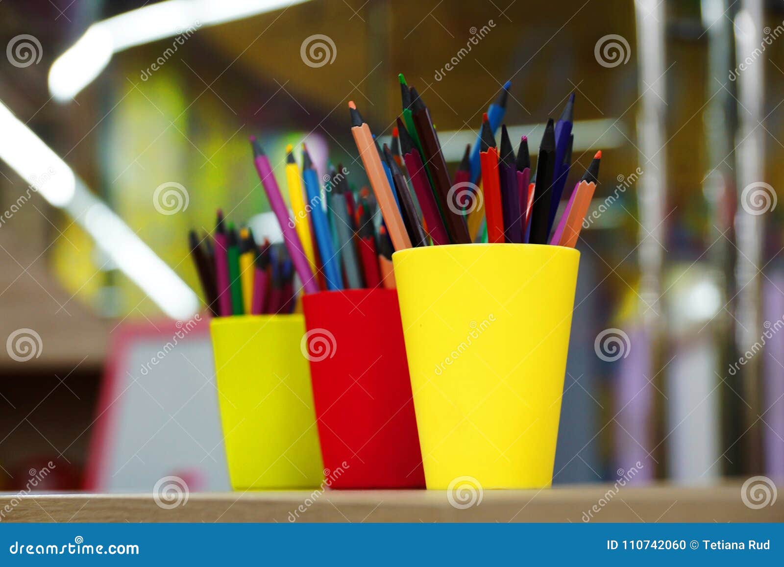 Color Pencils Stand in Colored Glasses Stock Photo - Image of colors ...
