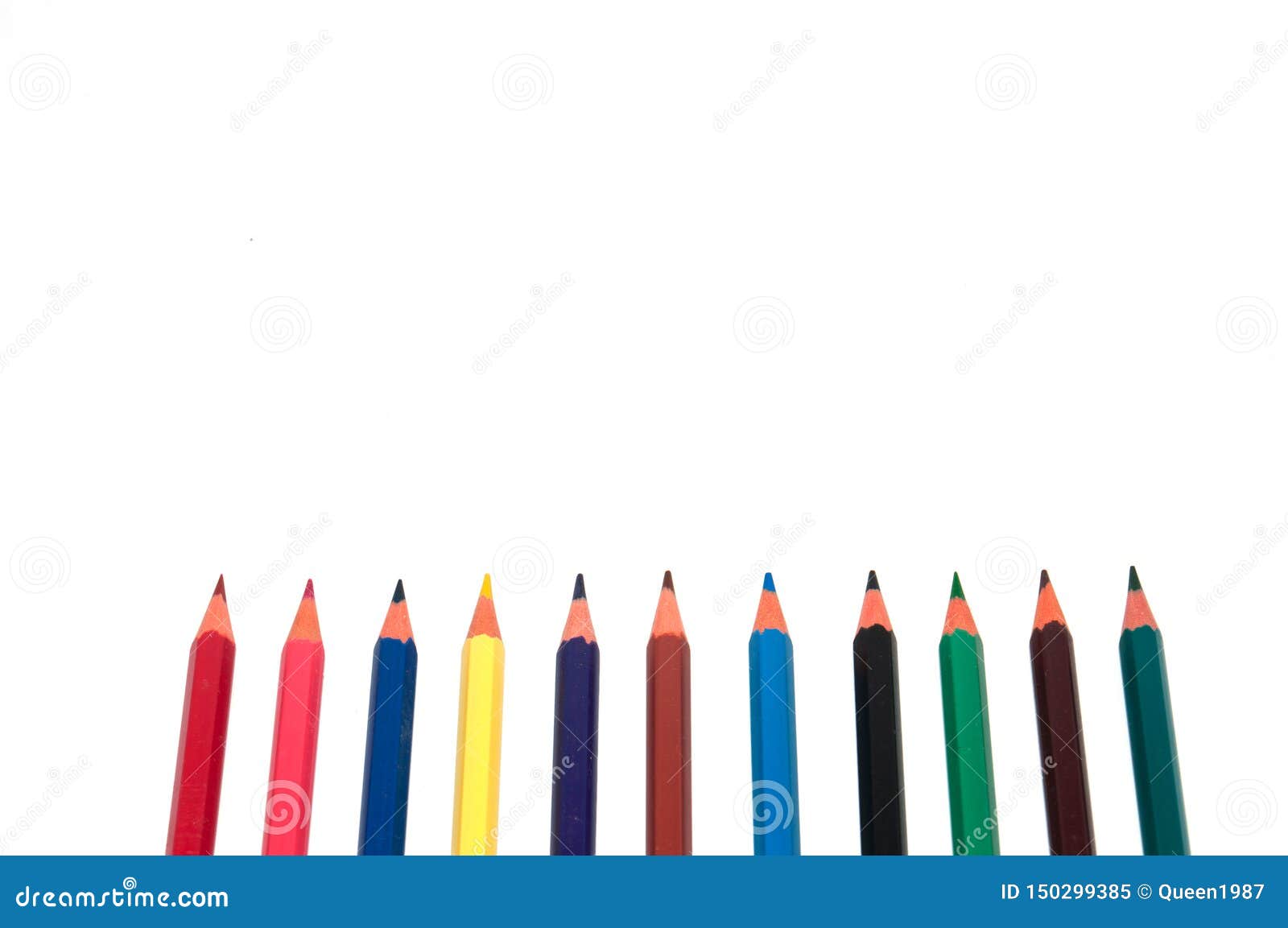 Color Pencils on White Background Top View. Concept of Education ...