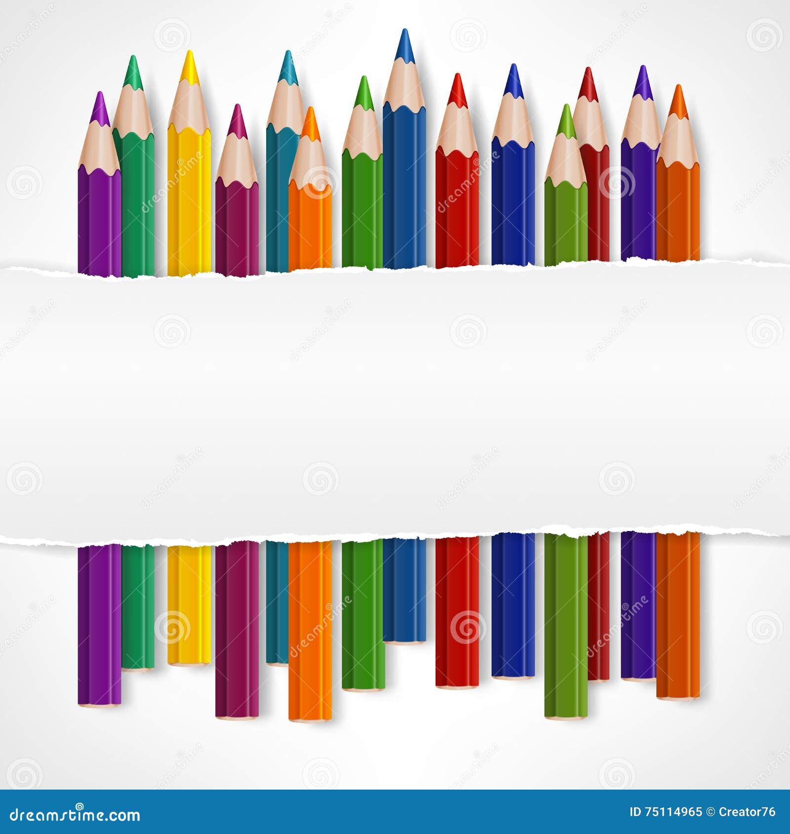 Color Pencils and White Torn Paper Stock Vector - Illustration of ...