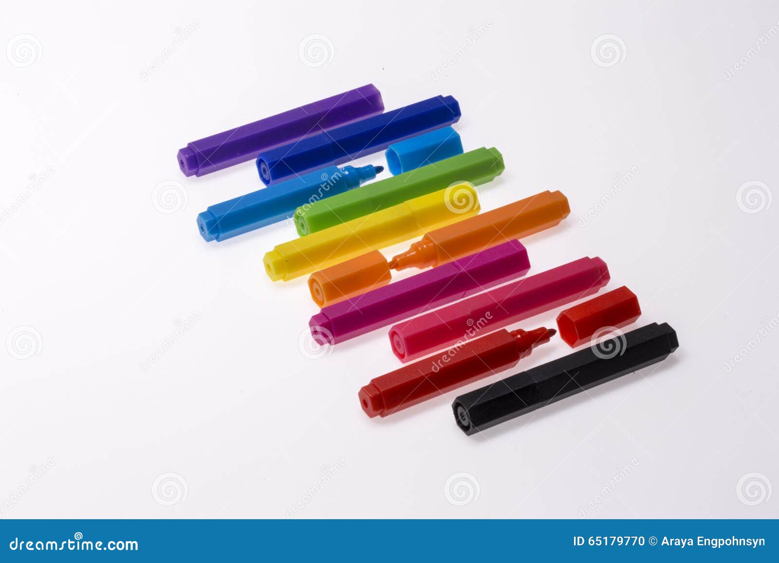 Color Pens on White Background Stock Photo - Image of education ...