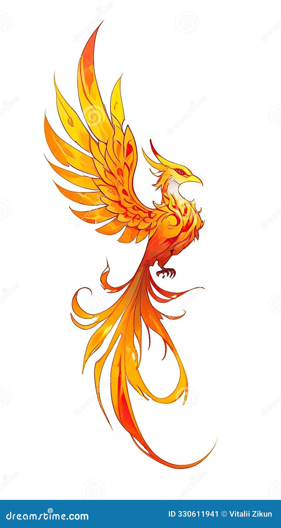 Color Phoenix Tattoo Design on White Background Stock Illustration ...