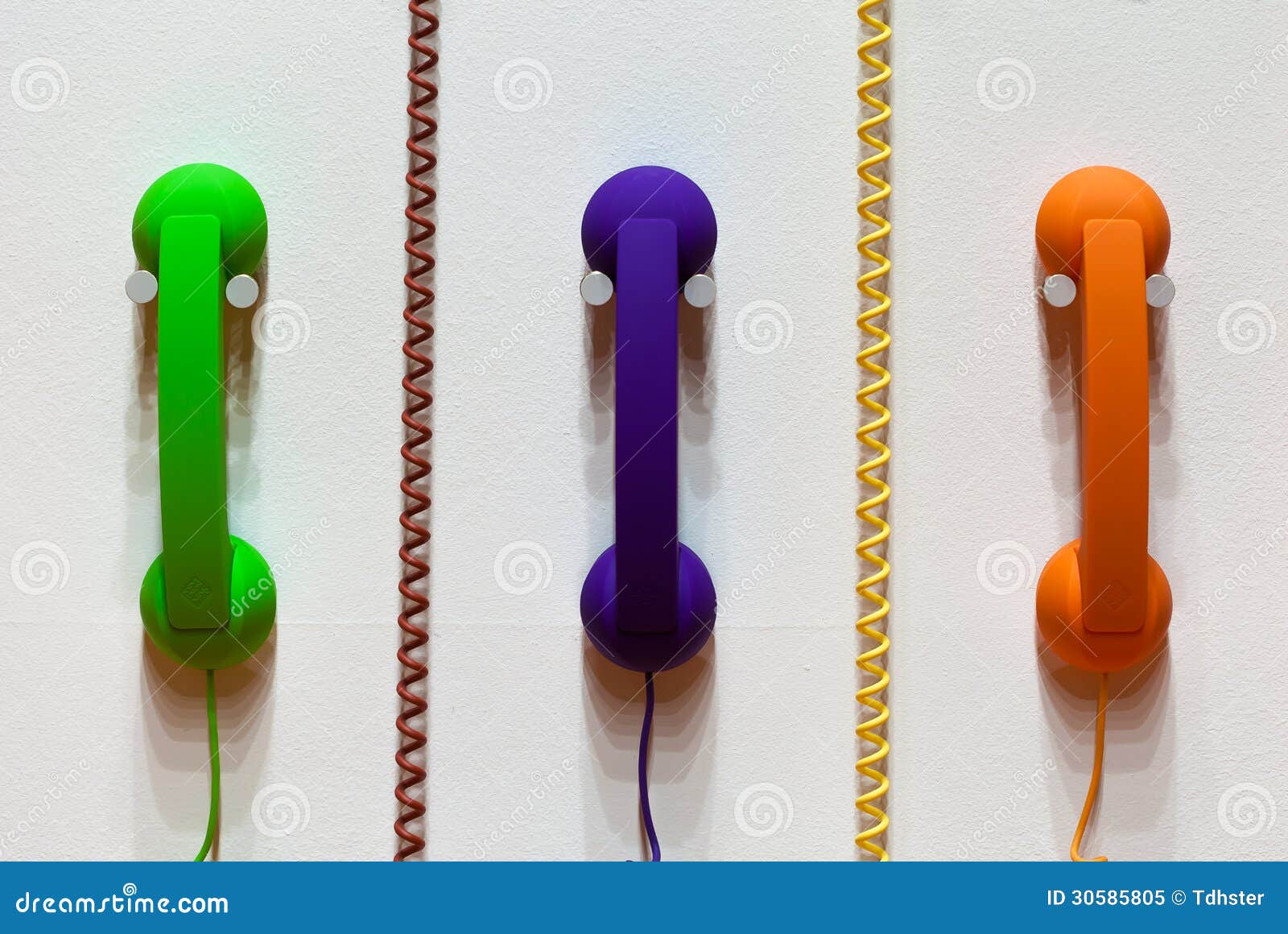Color Phones and Phone Cords Stock Image - Image of talk, blue: 30585805