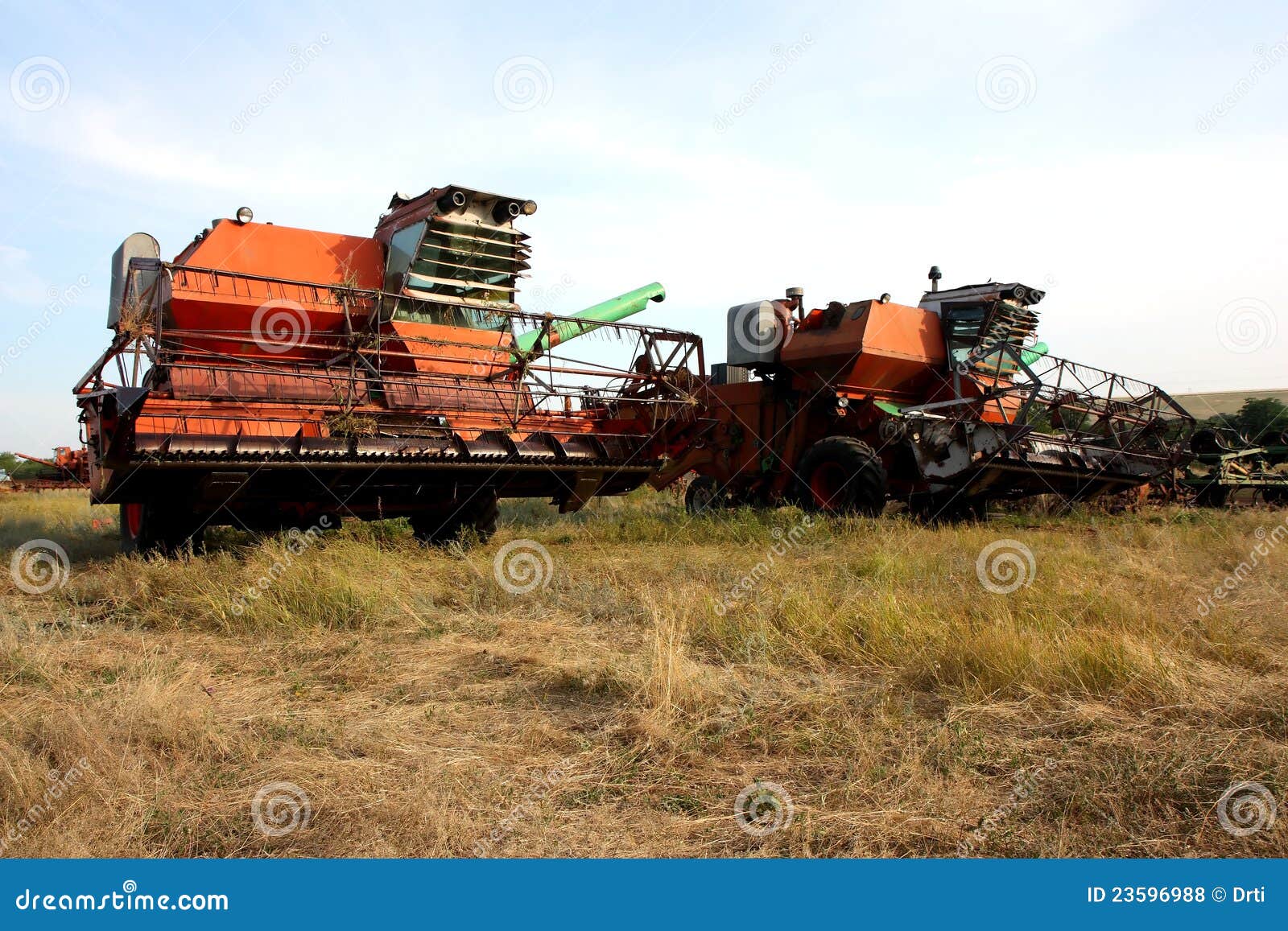 Color Photo of Old Combine Harvesters. Stock Photo - Image of reap ...
