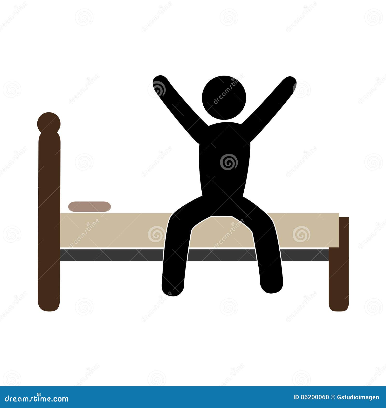 Color Pictogram With Man In Bed Awake Vector Illustration ...