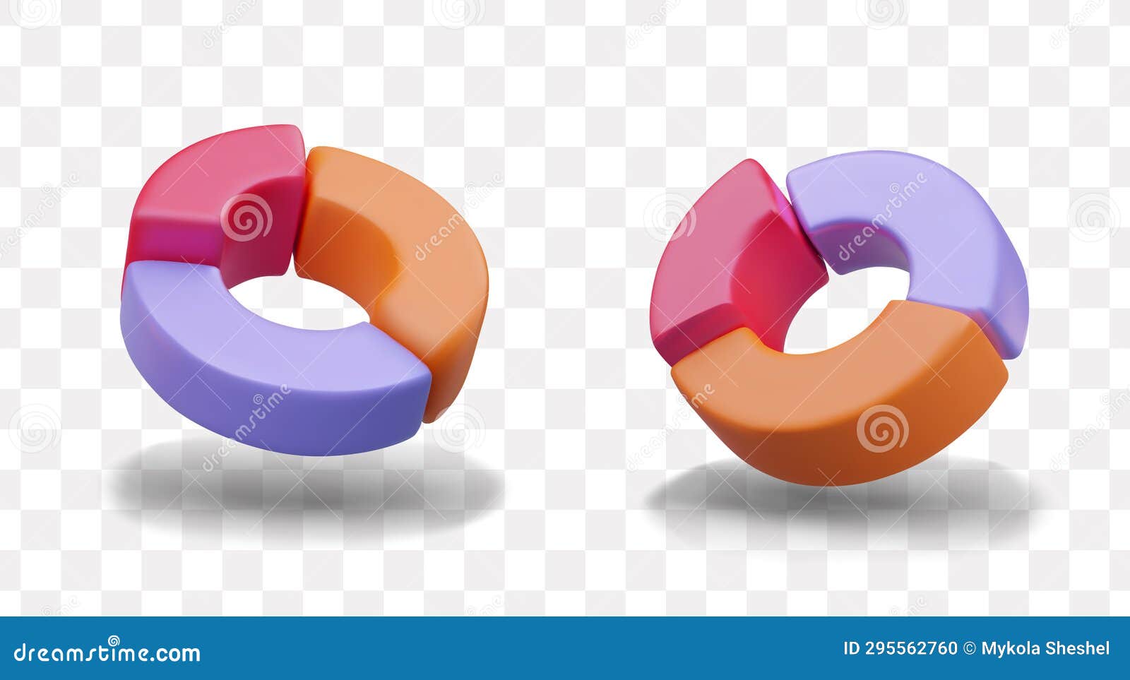 Pie Chart Donut Chart 2D 3D Info Graphic Set With Various Options ...