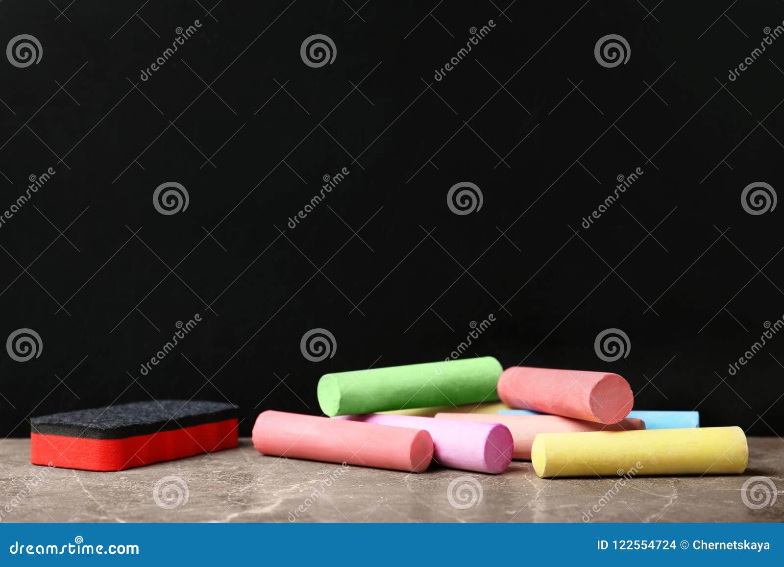 Color Pieces of Chalk and Duster on Table Stock Photo - Image of class ... Color Pieces of Chalk and Duster on Table Stock Photo - Image of class ...