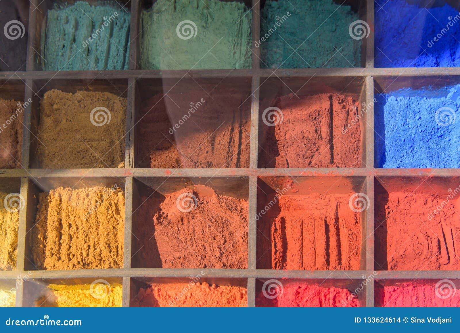 Color Pigment Powder in Box for Painter Stock Photo - Image of powder ...