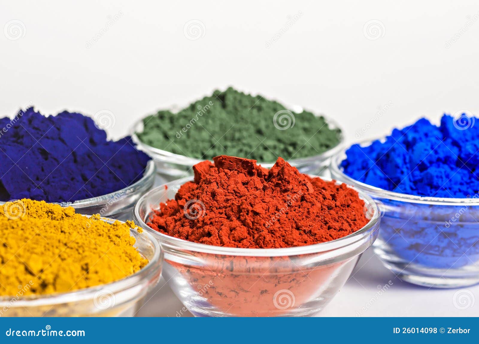 Color Pigments in Glass Bowls Stock Photo - Image of blue, gouache ...