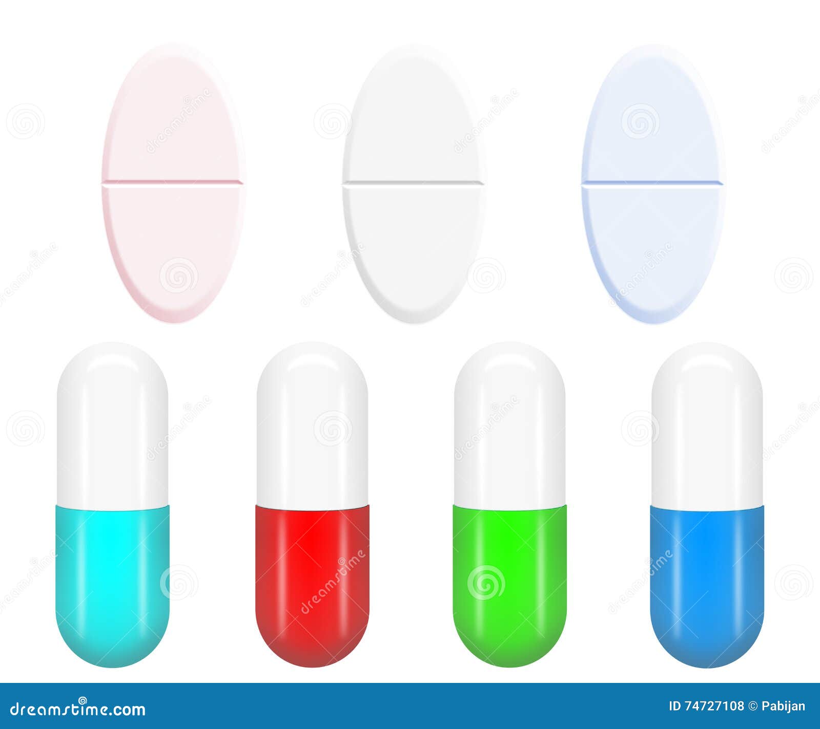Color pills (capsules) stock illustration. Illustration of healthy ...