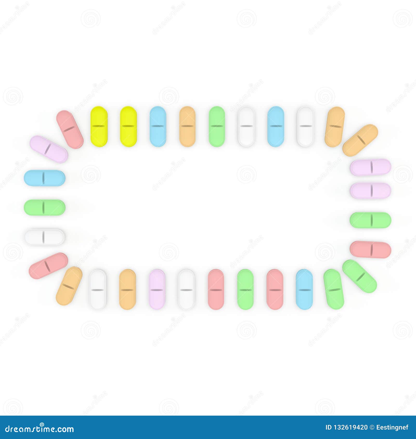 Color Pills Frame. Isolated on White Background Stock Illustration ...
