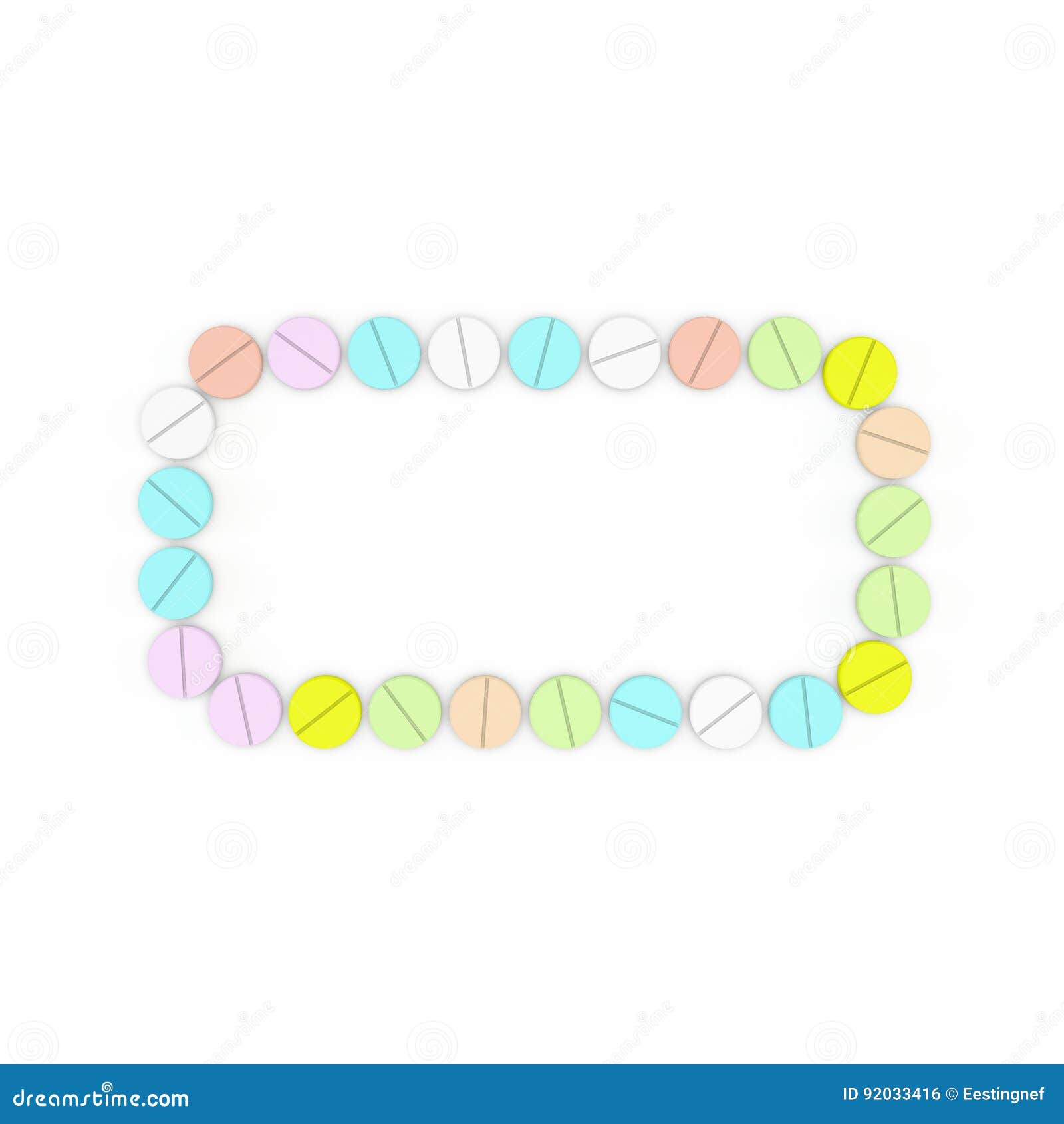 Color Pills Frame. Isolated on White Background. Rectangle Stock ...