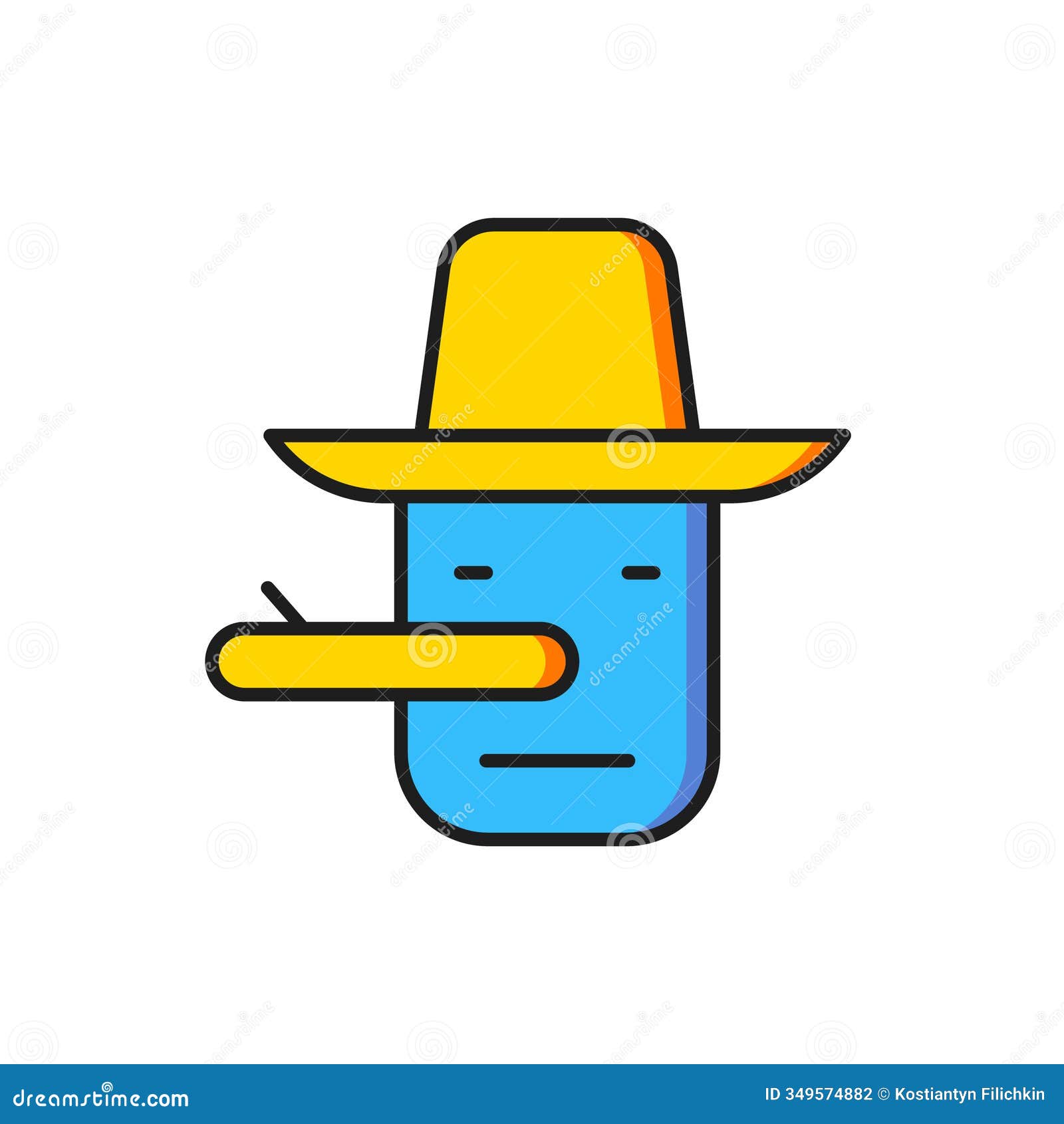 Color Pinocchio Icon Isolated on White Background. Flat Filled Outline ...