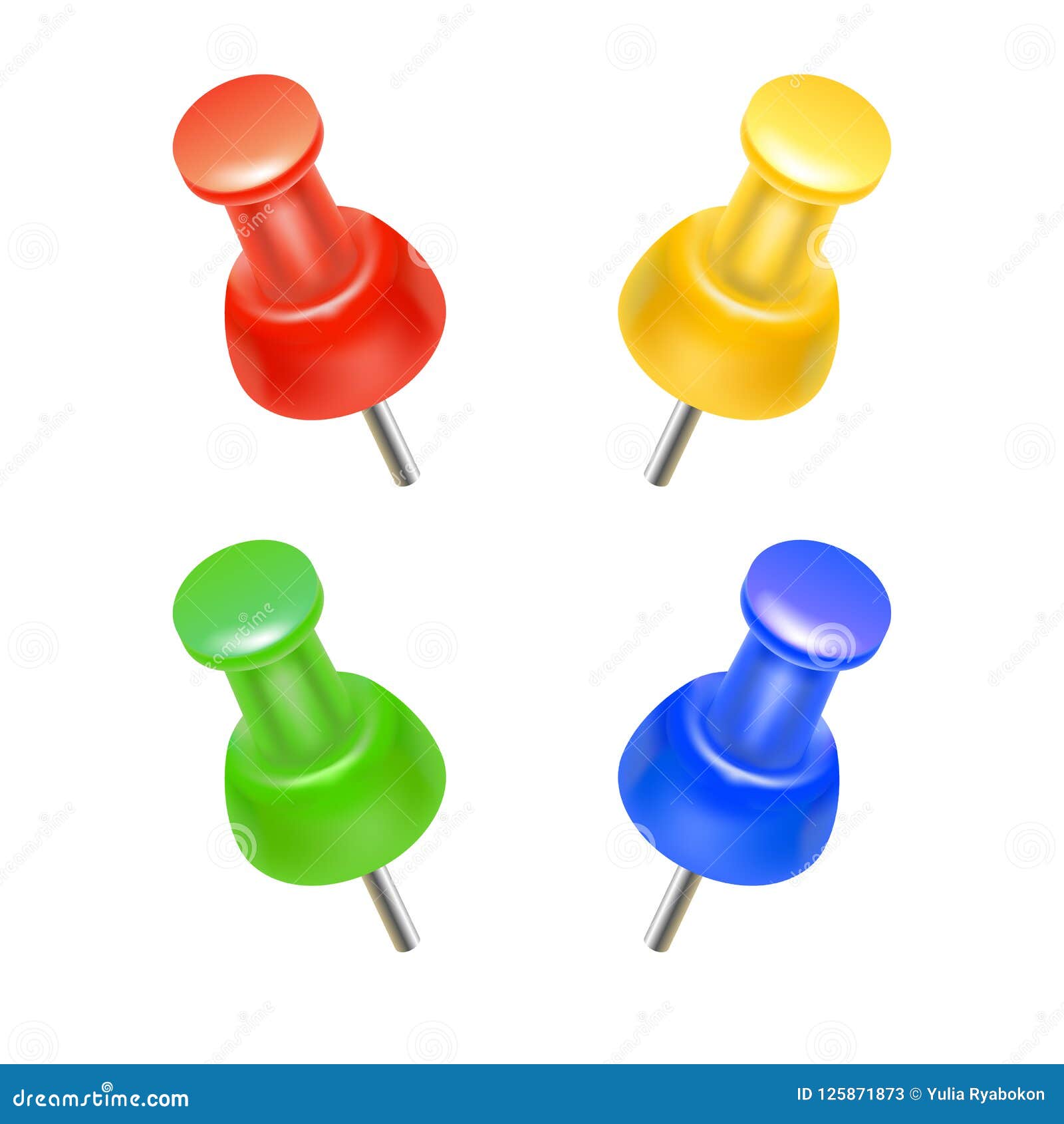 Color Pins Icon, Realistic Style Stock Illustration - Illustration of ...