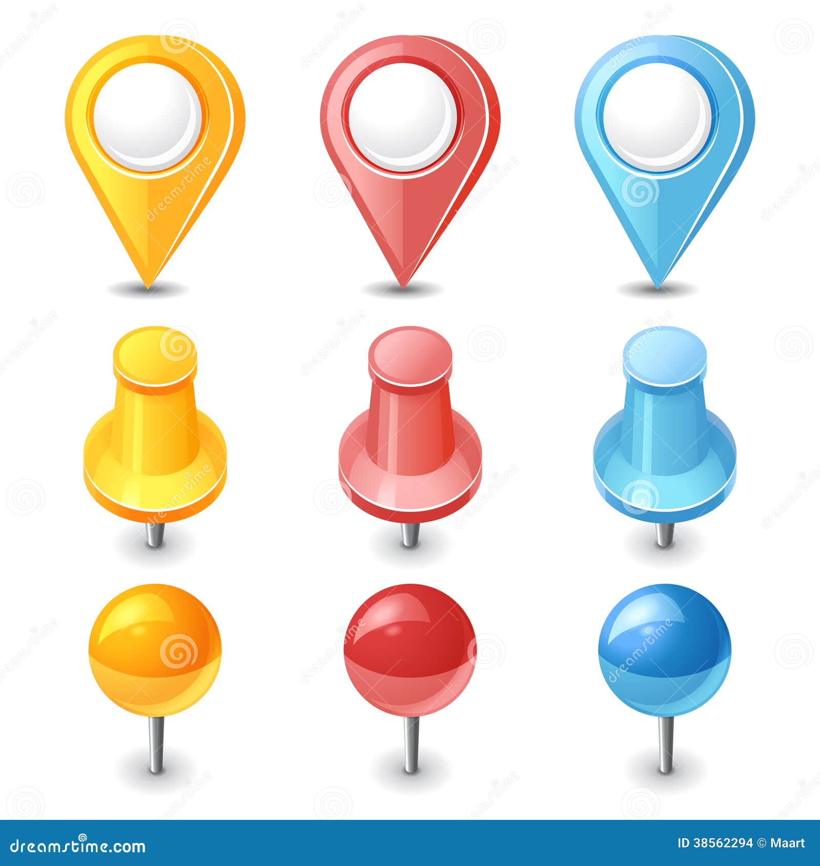 Color pins and pointers stock vector. Illustration of isolated - 38562294