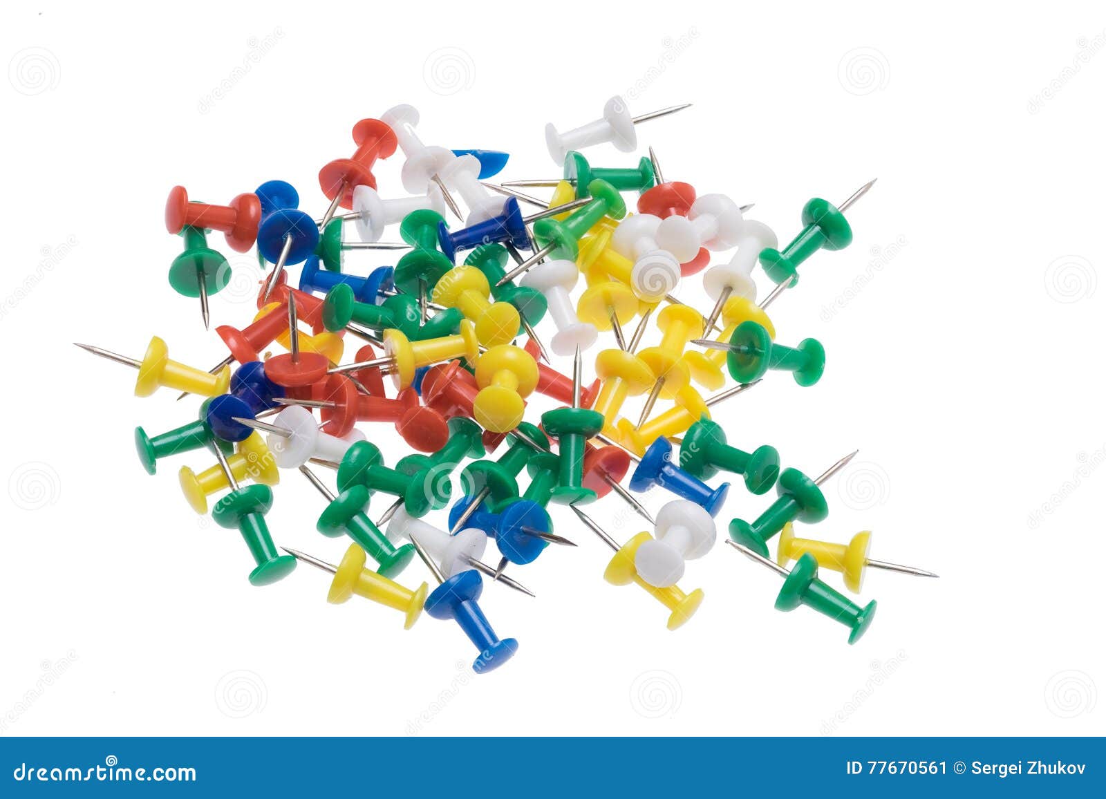 Color pins on white stock image. Image of blue, stationery - 77670561