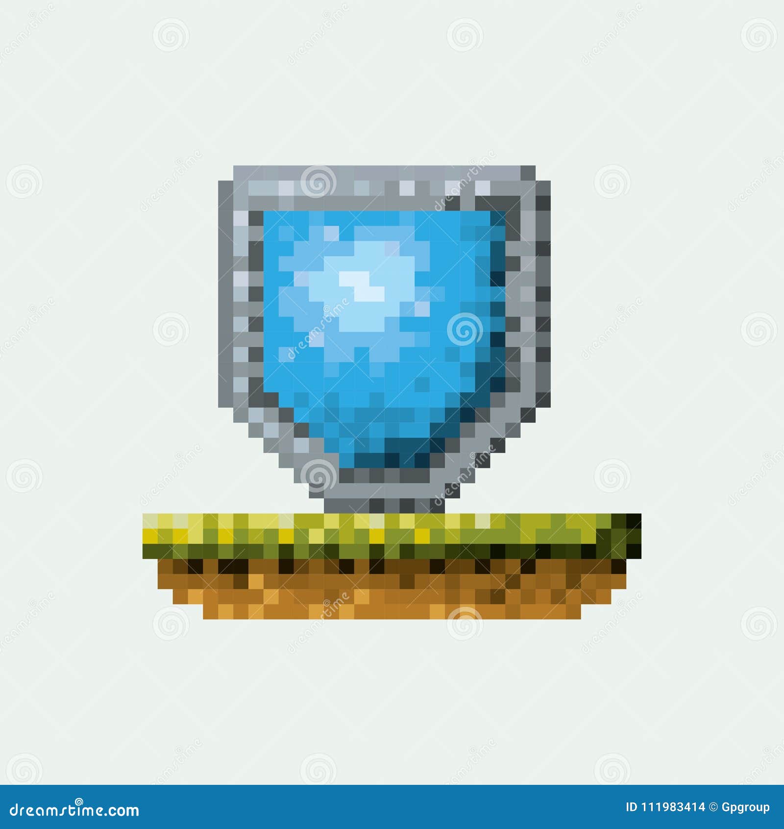 Pixelated Shield Outline Icon. Security And Protection Symbol In Pixel ...