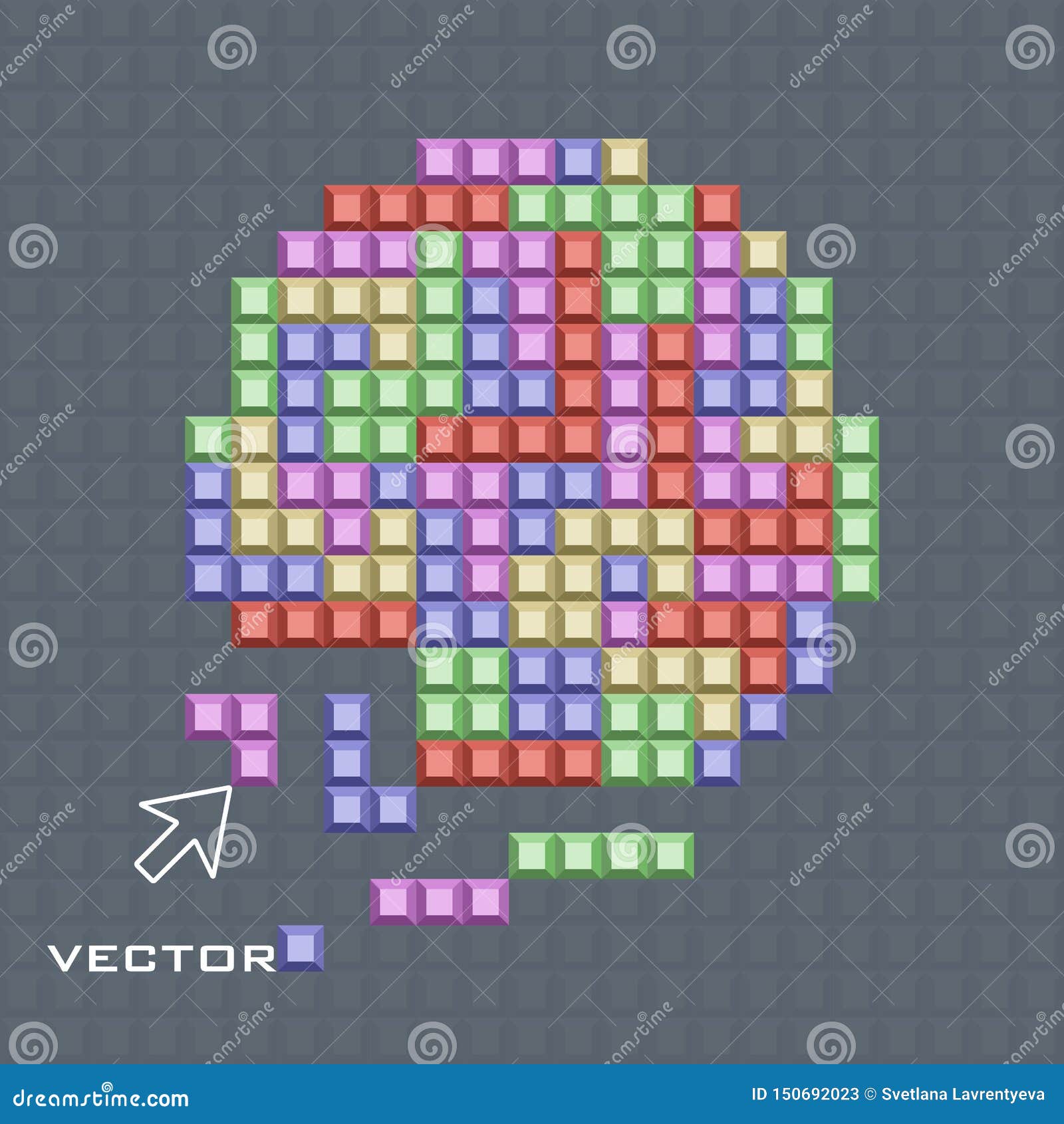 Background in Game Style, Vector. Colored Square Fragments Stock Vector ...