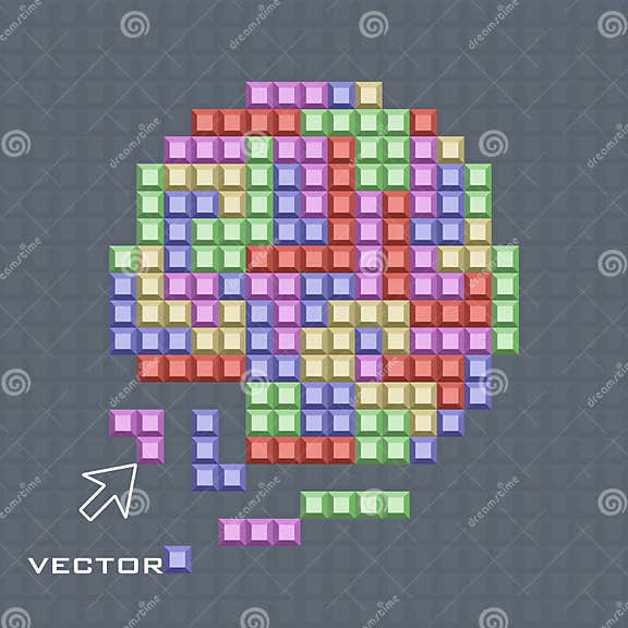 Background in Game Style, Vector. Colored Square Fragments Stock Vector ...