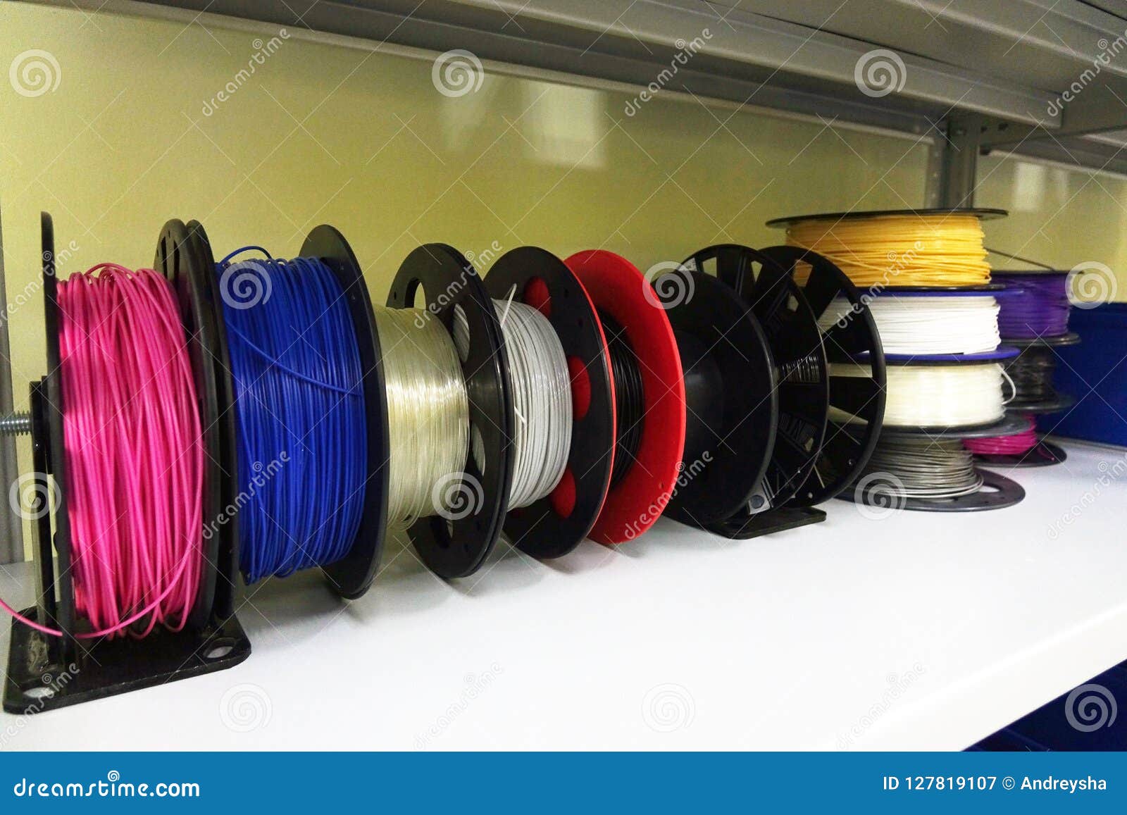 Color PLA and ABS Plastic Filament Coils for 3D Printer. Stock Image ...