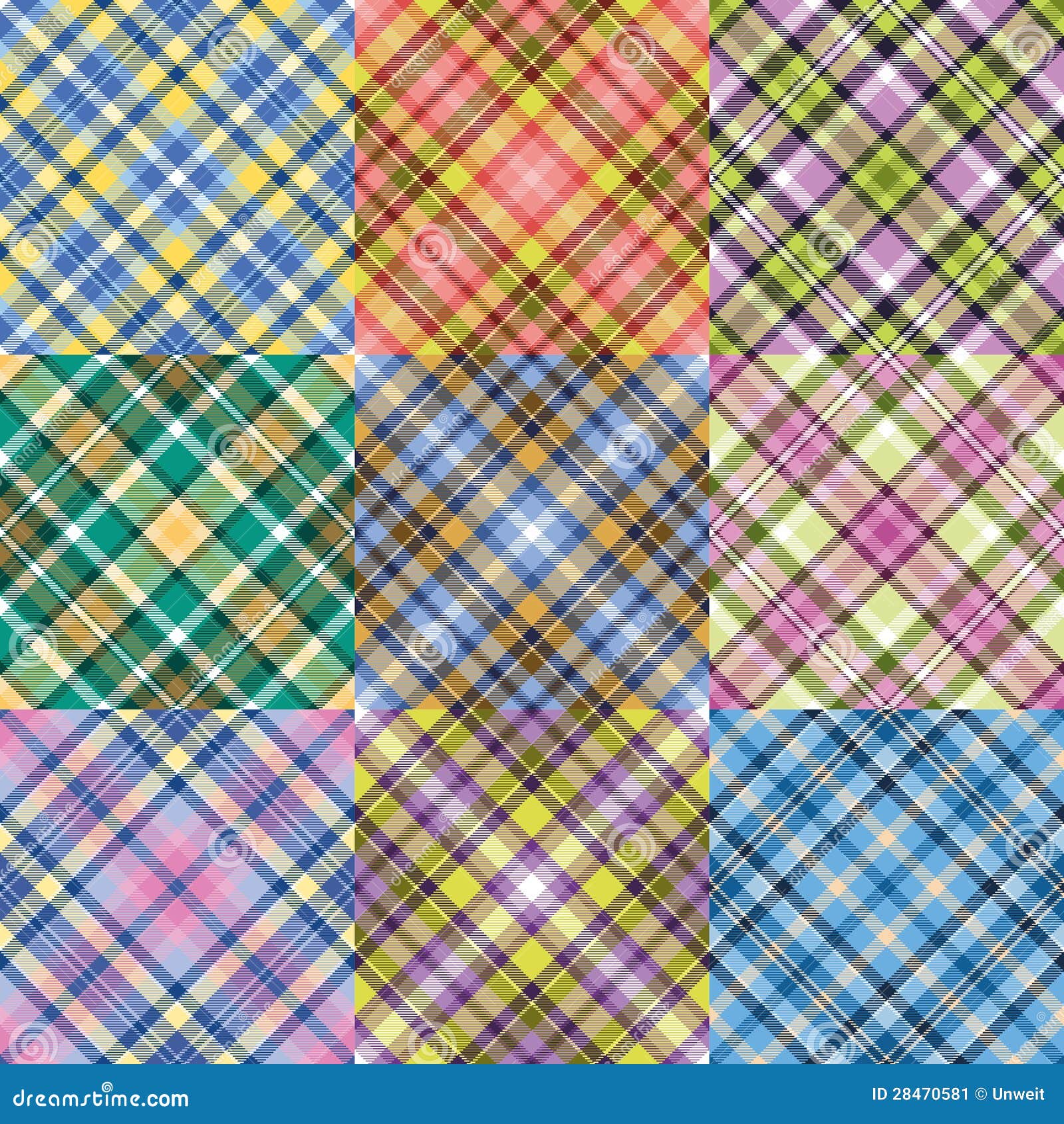 Color plaid patterns set stock vector. Illustration of design - 28470581
