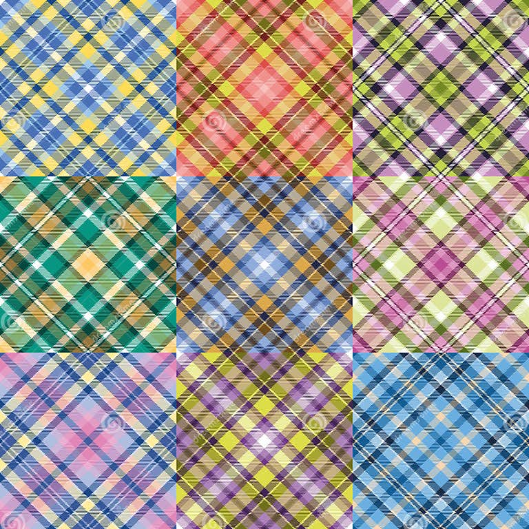 Color plaid patterns set stock vector. Illustration of design - 28470581