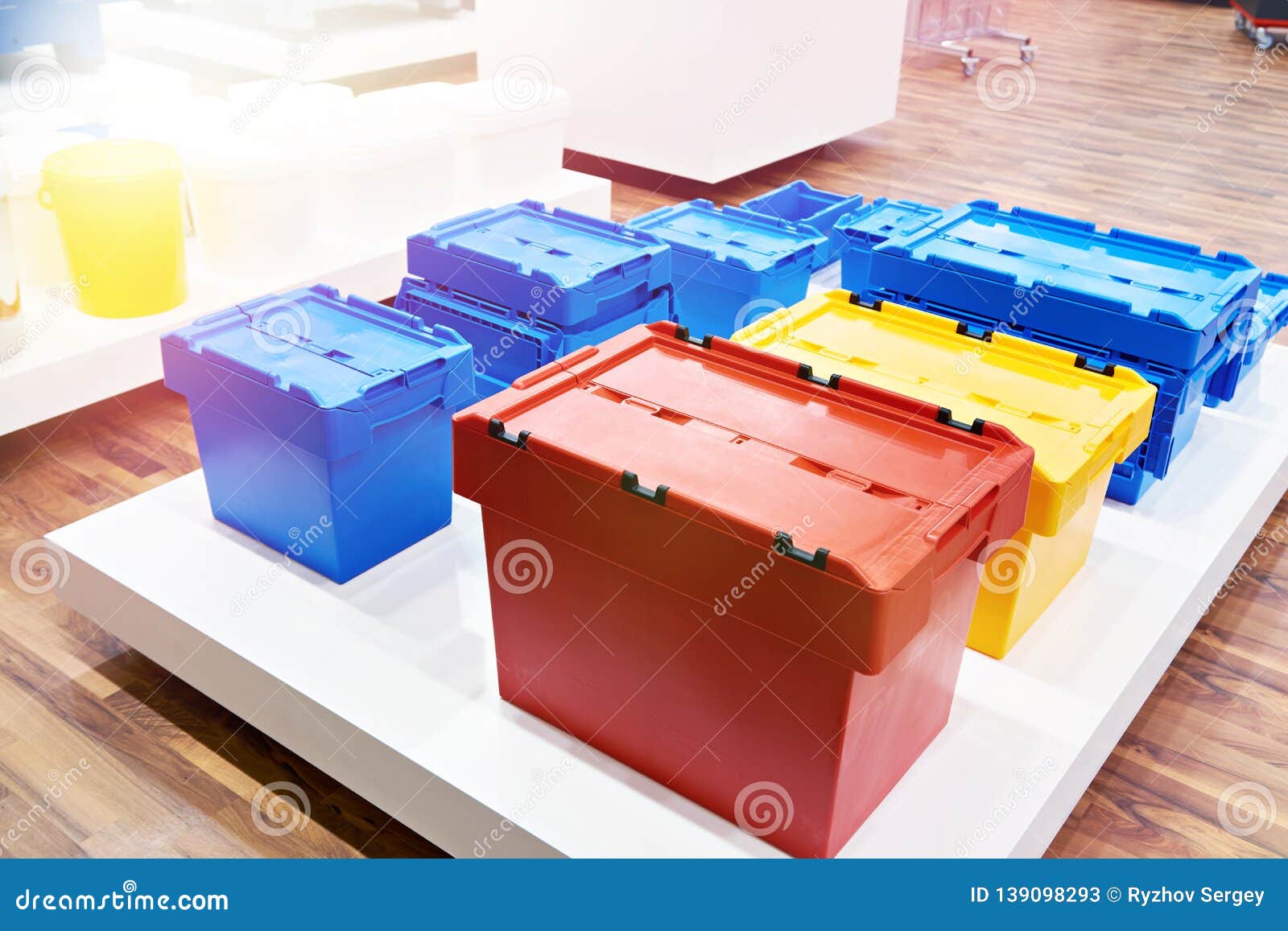 Color Plastic Boxes in Hardware Store Stock Image - Image of organizer ...