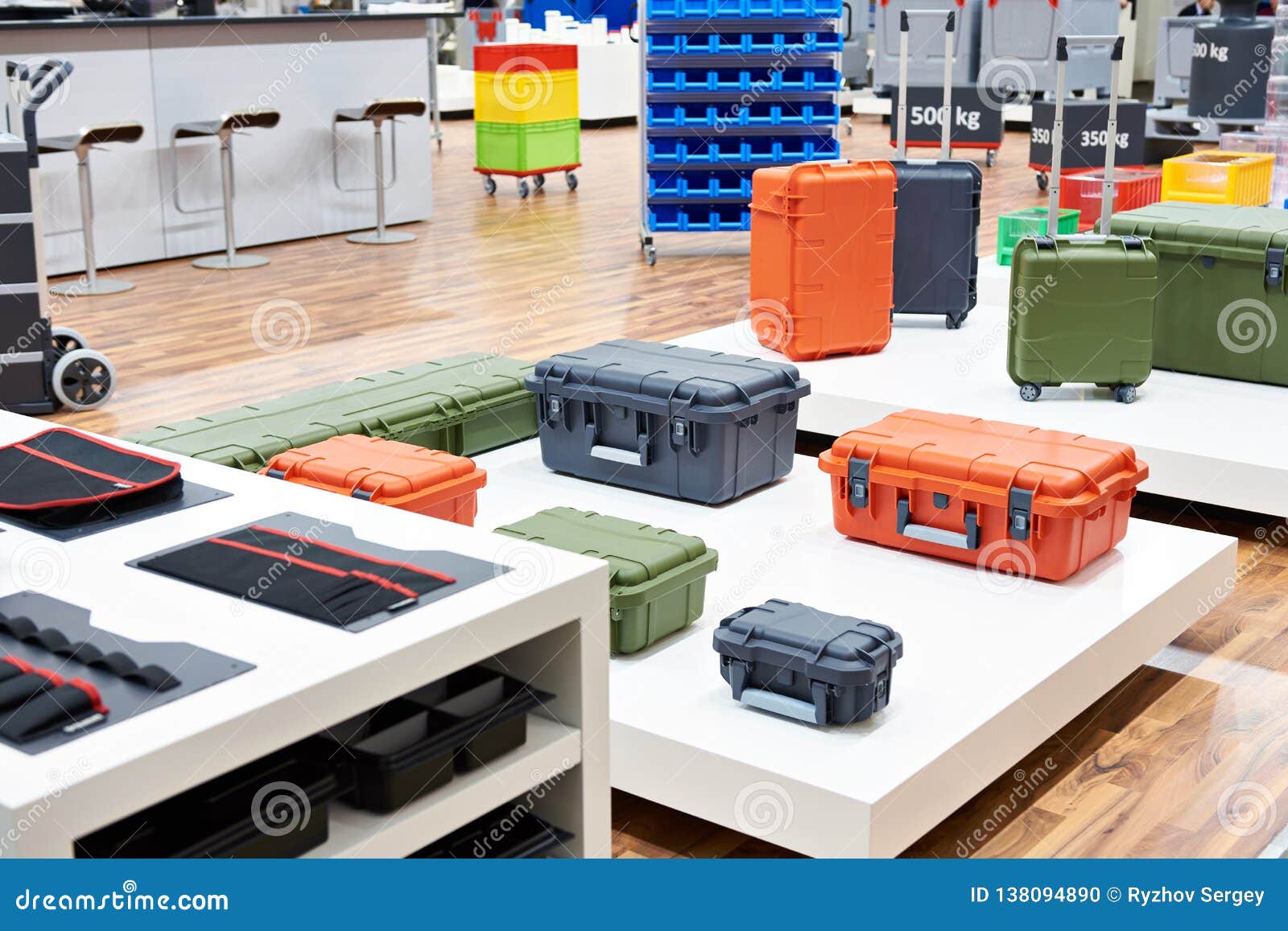 Color Plastic Boxes in Store Stock Photo - Image of plastic, shelf ...