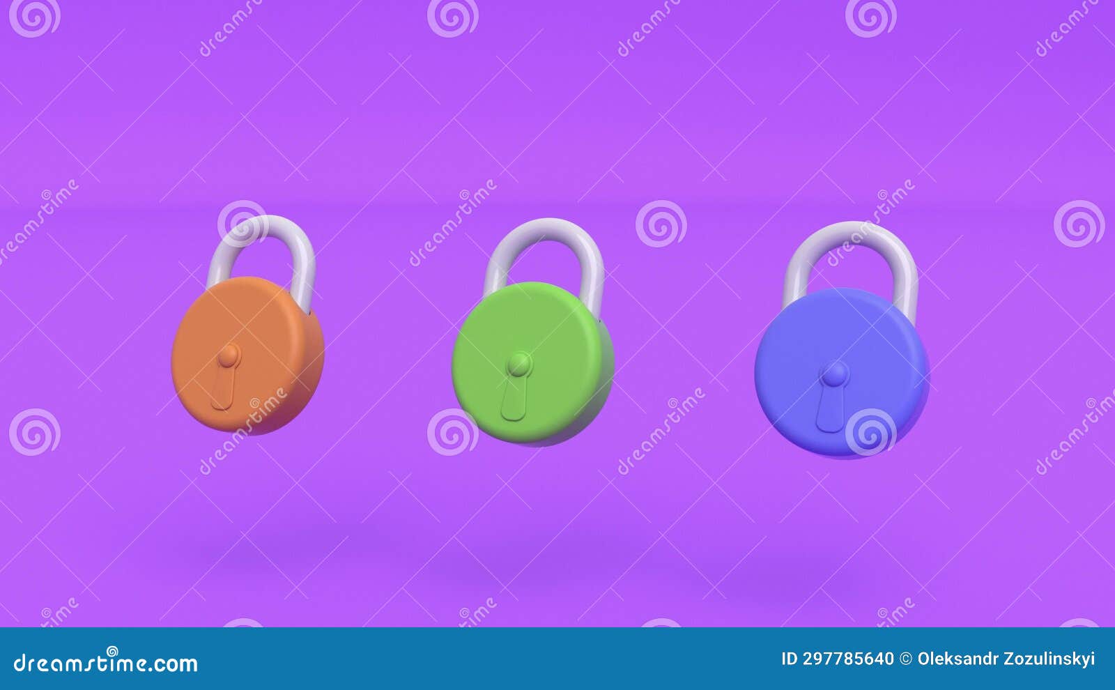 Color plastic Padlocks 3d stock illustration. Illustration of protect ...