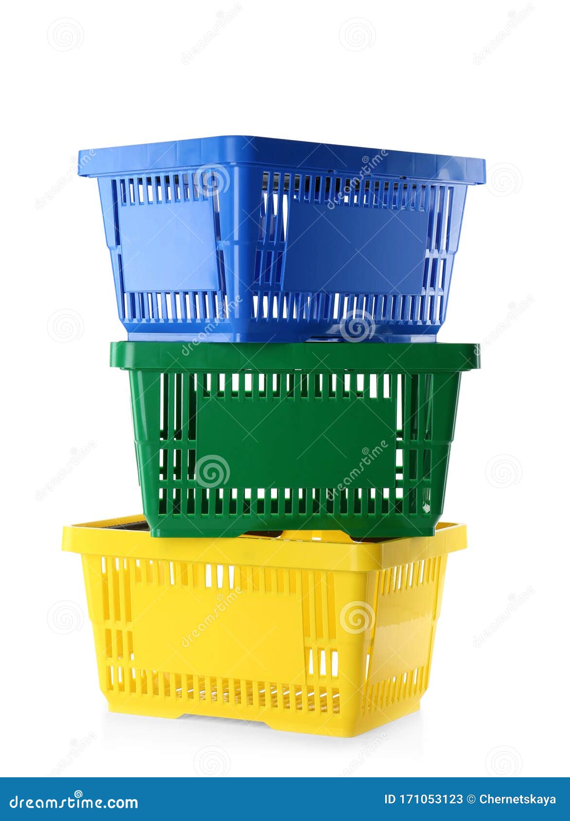 Color Plastic Shopping Baskets Isolated Stock Image - Image of store ...