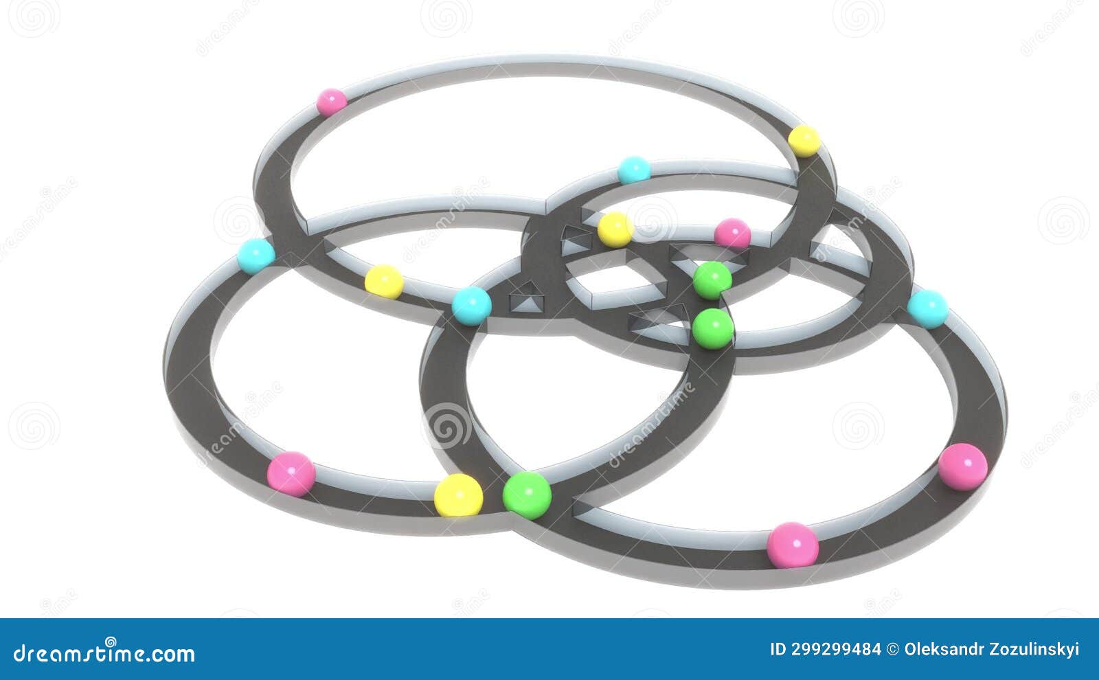 Color Plastic Spheres Move Circle Tracks 3d Stock Illustration ...