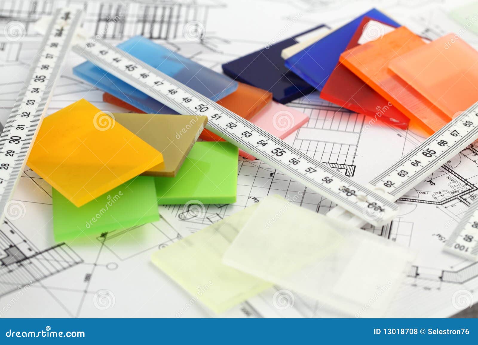 Color Plastics & Architectural Blueprints Stock Photo - Image of ...