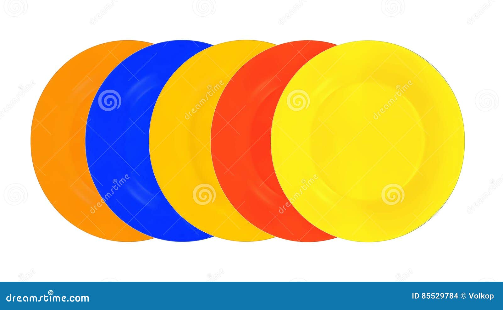 Color Plates Isolated on White Stock Photo - Image of dishware, orange ...