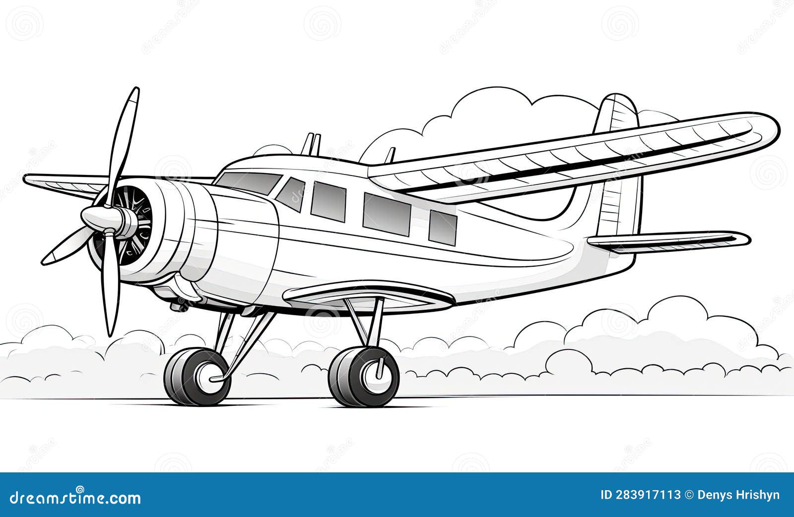 Color Playful Cartoon Plane Using Line Art Stock Illustration ...