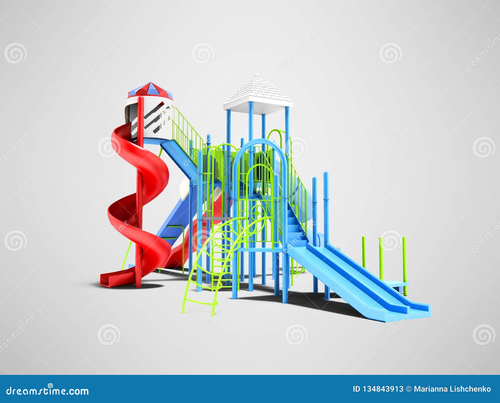 Color Playground for Kids with Different Slides Isolated 3d Render on ...