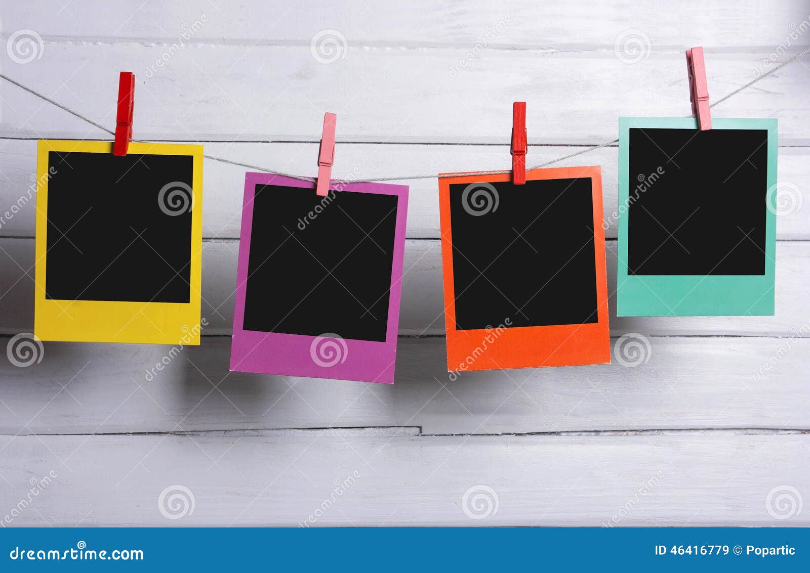 Color Polaroid Photos Hanging Stock Image - Image of clip, concept ...