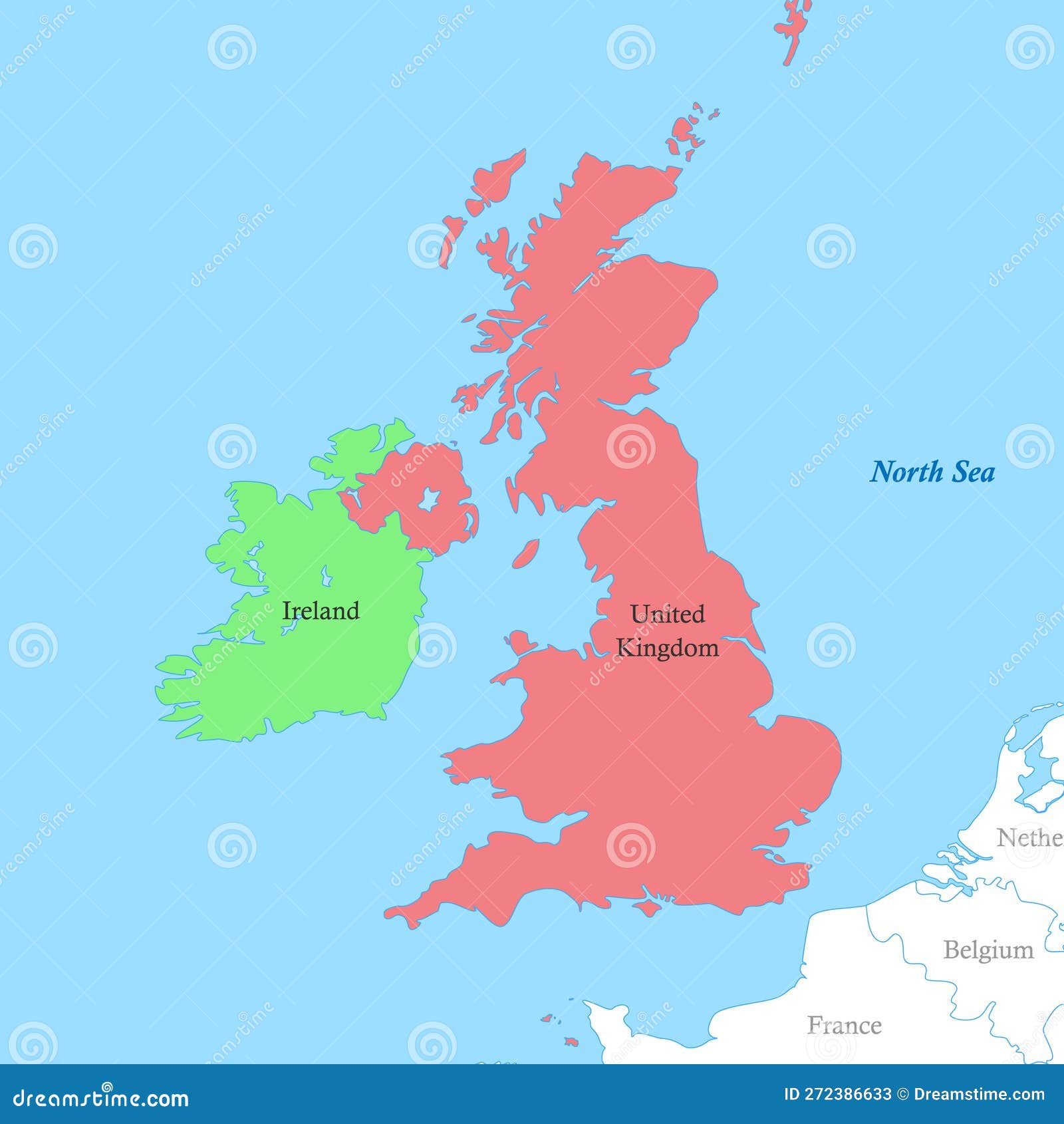 Map of British Isles with Borders of the Countries. Stock Vector ...