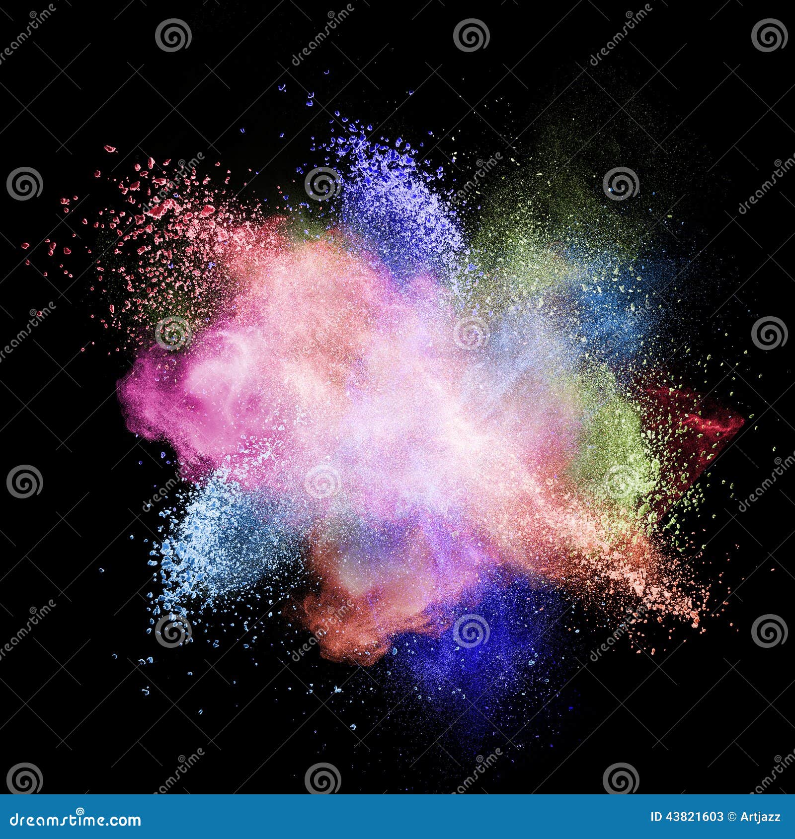 Color Powder Explosion Isolated on Black Stock Image - Image of pattern ...