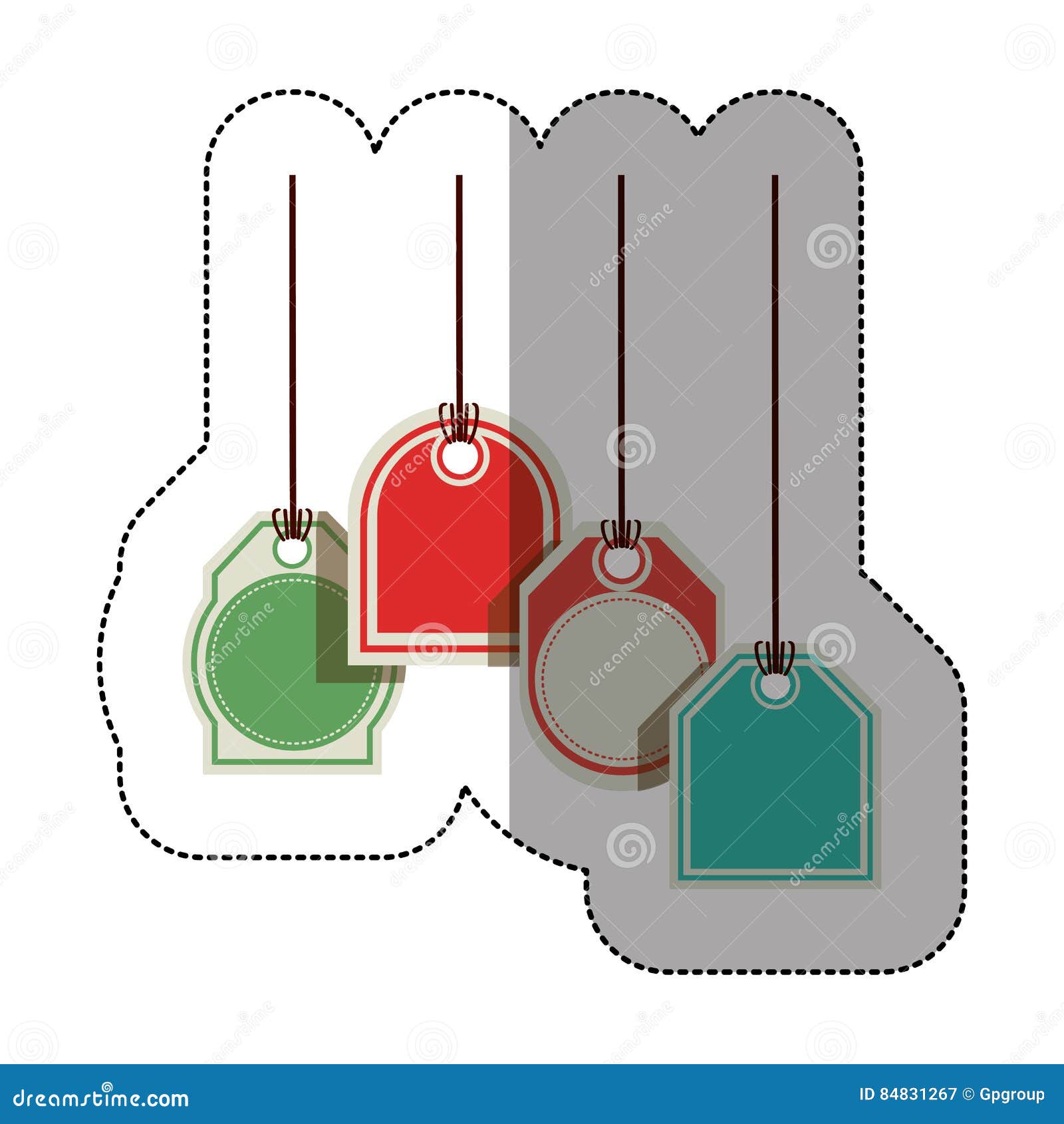 Color Price Tag Sticker with Middle Shadow with Several Shapes Stock ...