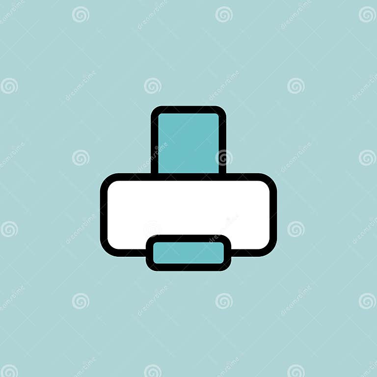 Printer Icon on Blue Background Stock Illustration - Illustration of ...