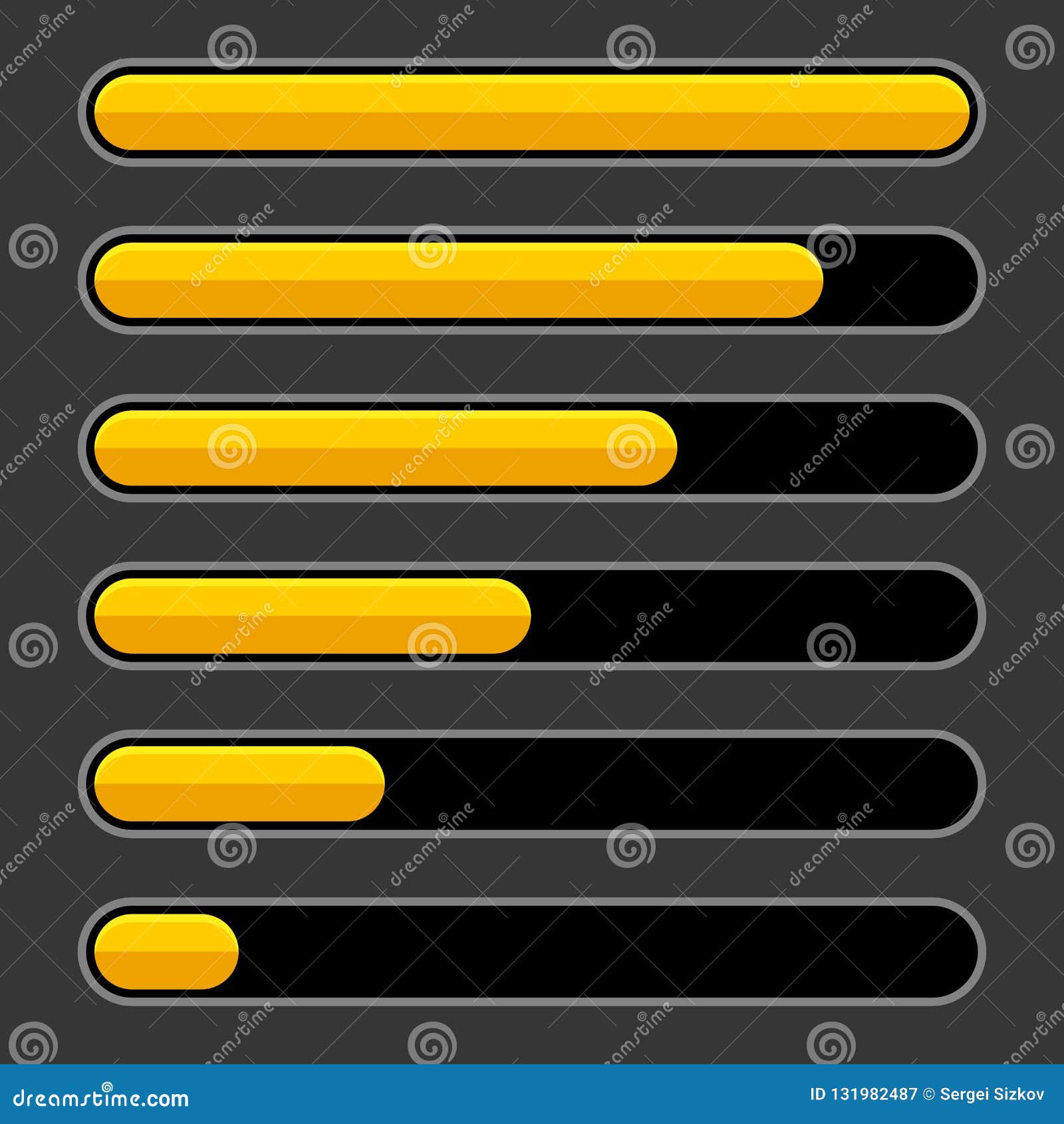 Color Progress Bar Set on Dark Background. Vector Stock Vector ... Color Progress Bar Set on Dark Background. Vector Stock Vector ...