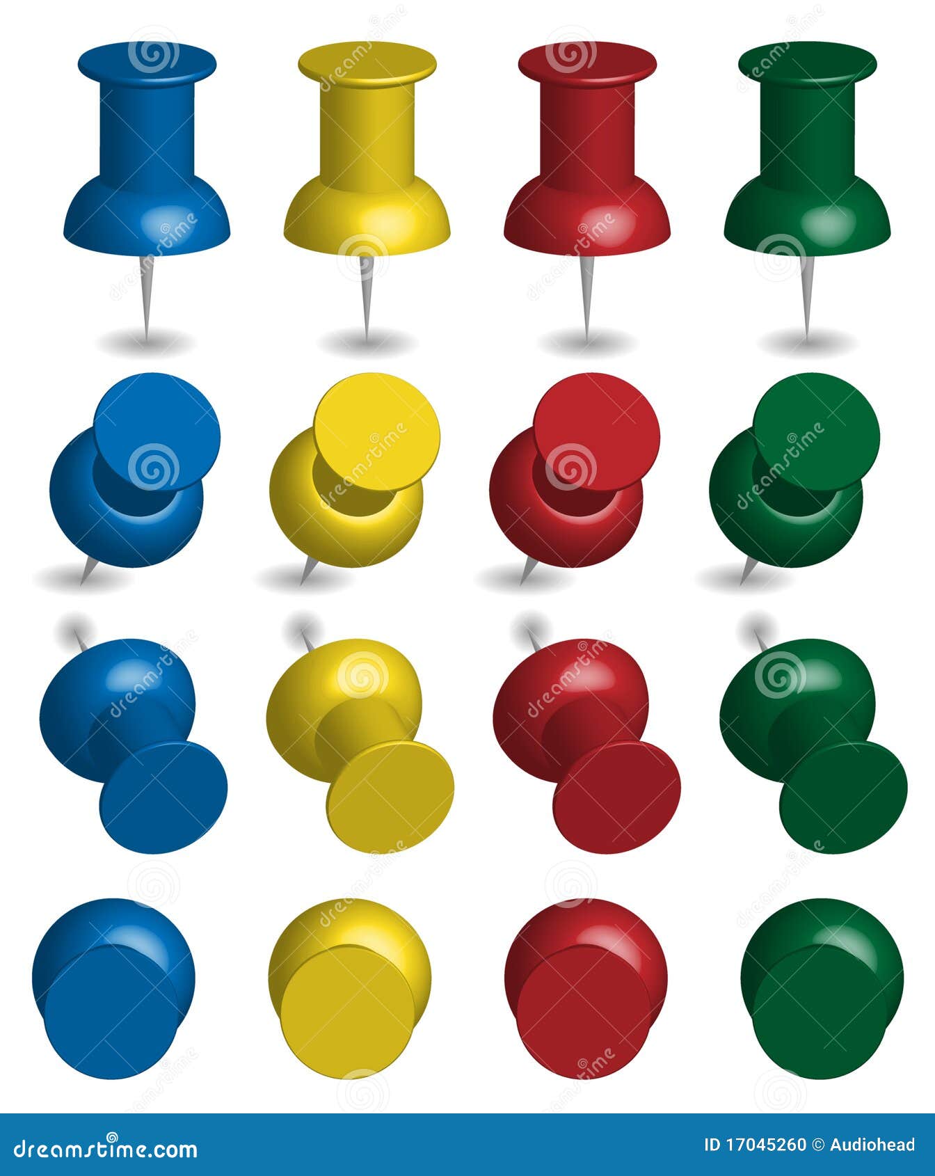 Color Pushpins stock vector. Illustration of fastener - 17045260