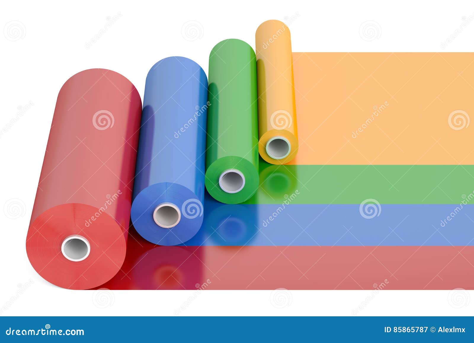 Color PVC Polythene Plastic Tape Rolls, 3D Rendering Stock Illustration ...