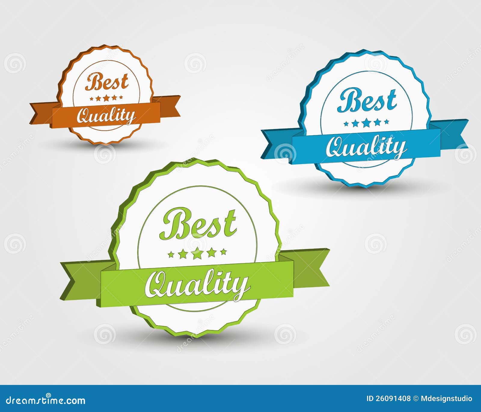 Color quality ribbons 3D stock illustration. Illustration of retro ...