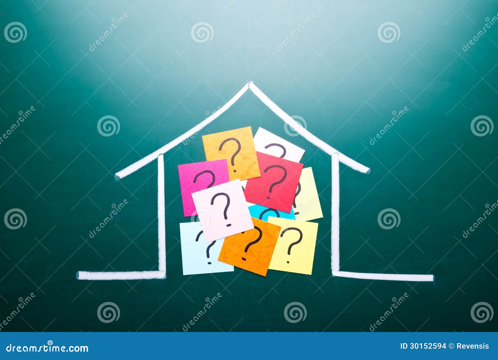 Color Question Mark in Drawing House Stock Photo - Image of house ...